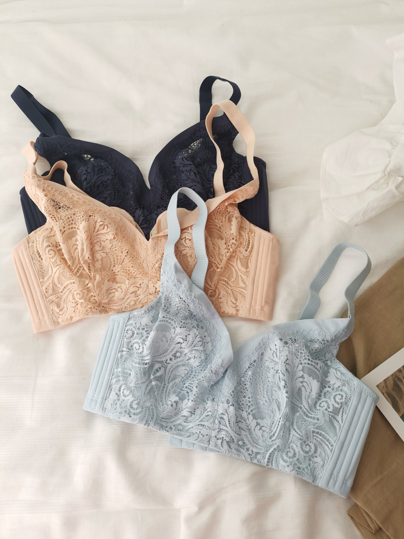 炒鸡柔软~全罩杯大胸显小超薄法式蕾丝聚拢侧收内衣文胸无钢圈-淘宝网