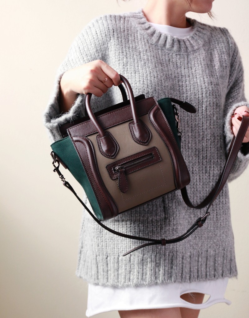 2019 new genuine leather smiley bag tide women's bag hit color wings ...