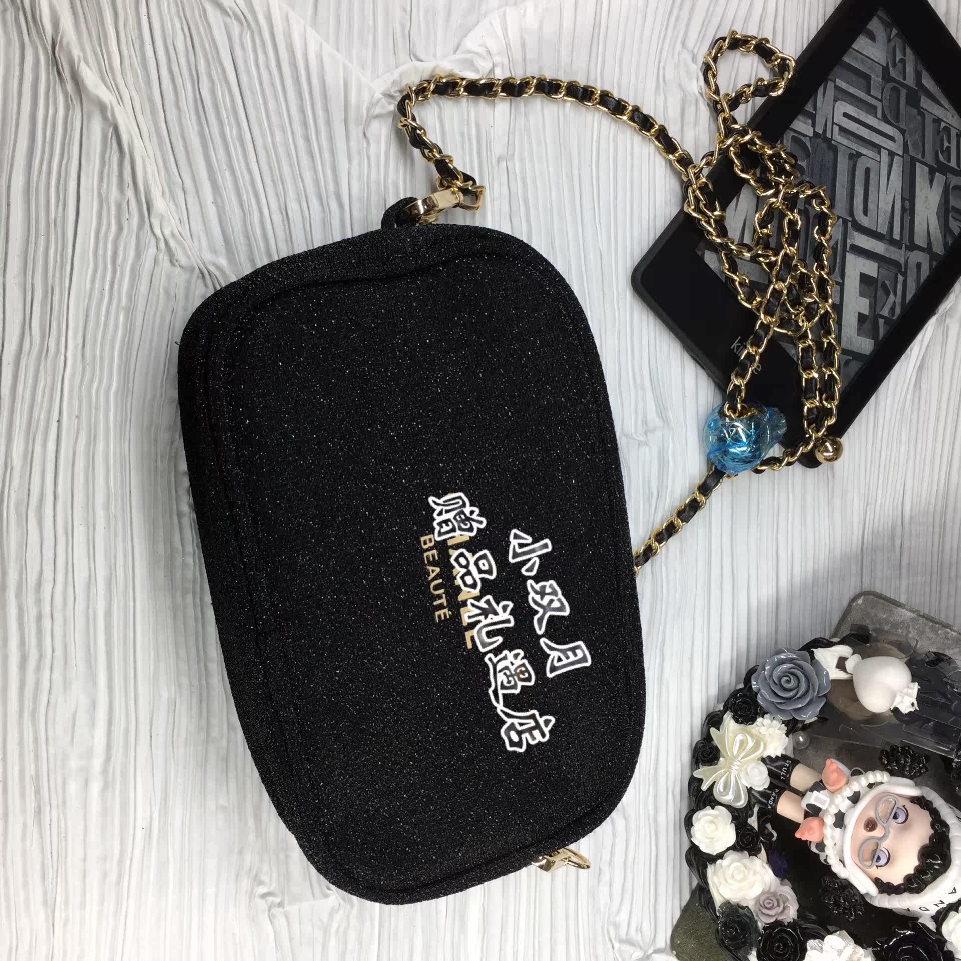 Glitter Material Gifts Cosmetic Bag Storage Bag Transformation Square ...