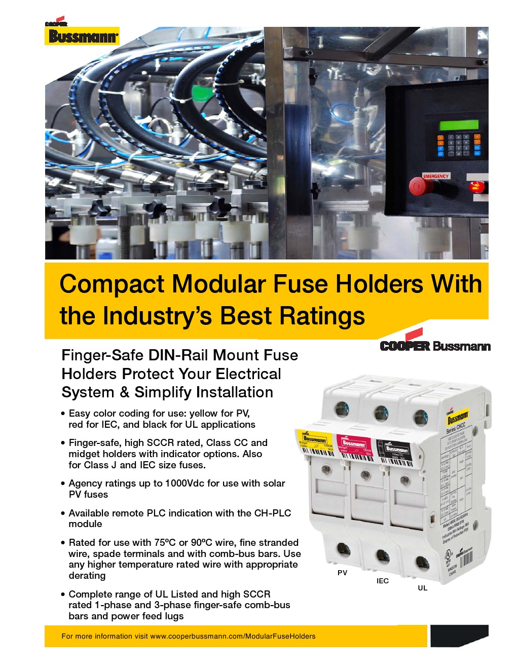 巴斯曼BUSSMANN保险丝座CHM1DU DIN导轨式熔断器底座690V 32A 1P-阿里巴巴