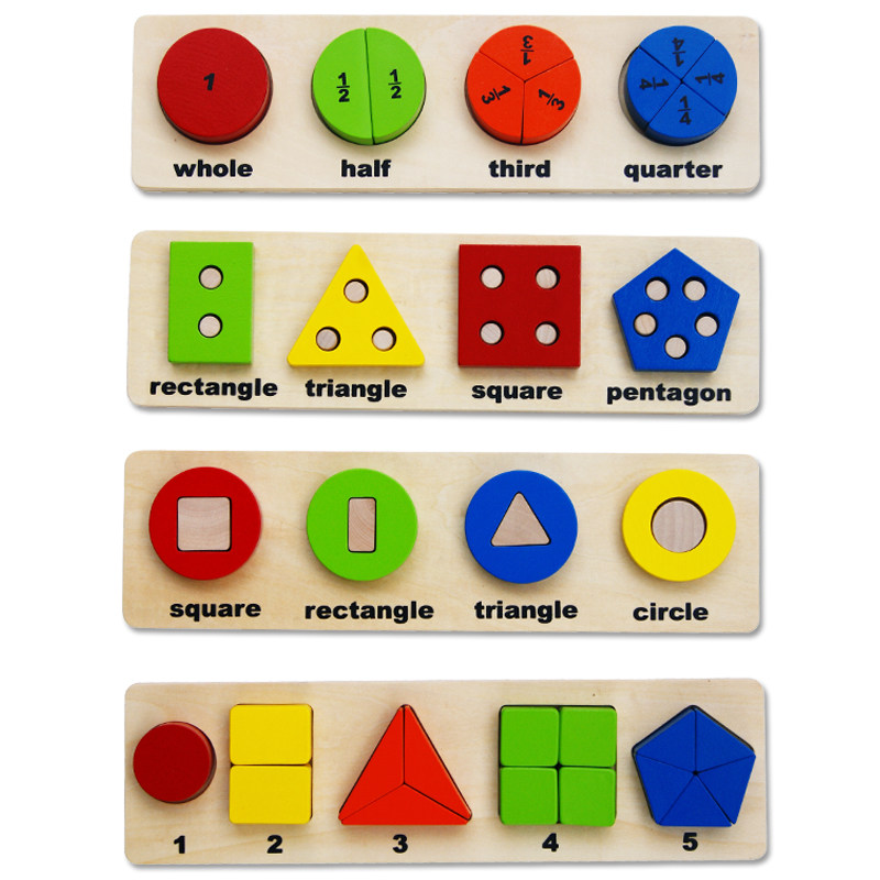 1-4 year-old baby wooden geometric shapes quill cognitive chunk ...