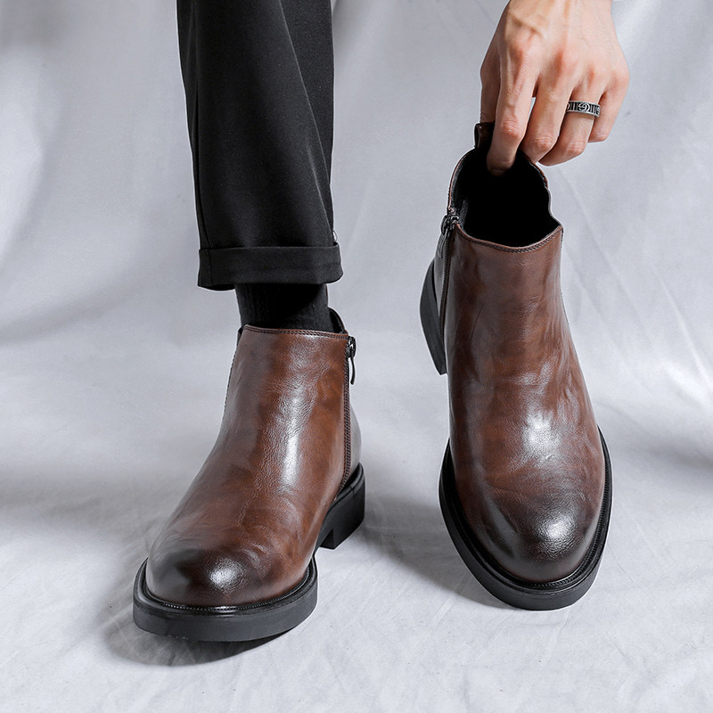 Chelsea Boots Men's Autumn and Winter Breathable Leather Short Boots ...